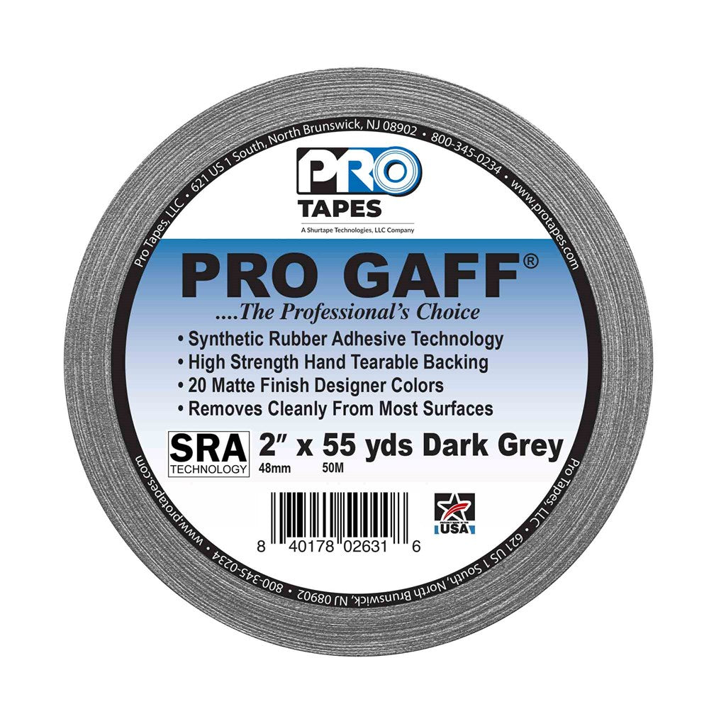 Cinta de tela gris oscuro Pro Tapes Gaff de 2 x 55 yardas – Toy World Inc