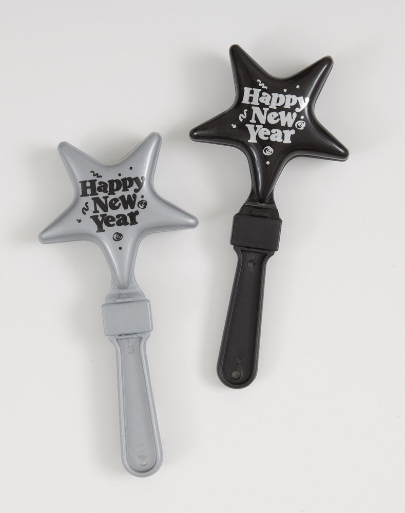 New Year's Star Clappers Assorted Black or Silver – Toy World Inc