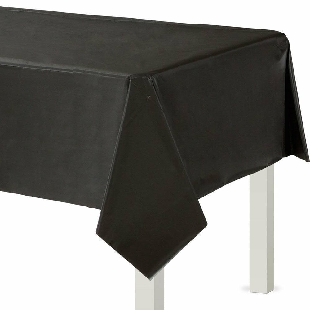 Flannel Back Tablecover Jet Black 54 inch x 108 inch 1ct – Toy World Inc